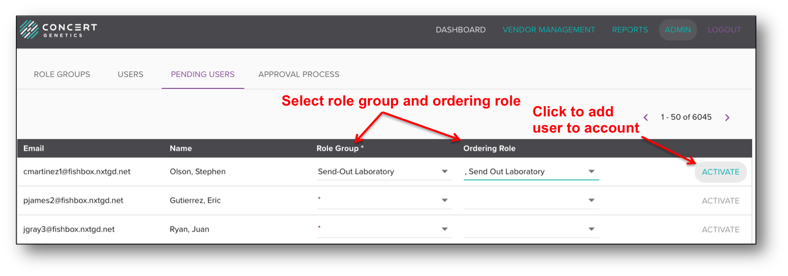 Adding Users to the Concert Platform · Concert Genetics User Guide