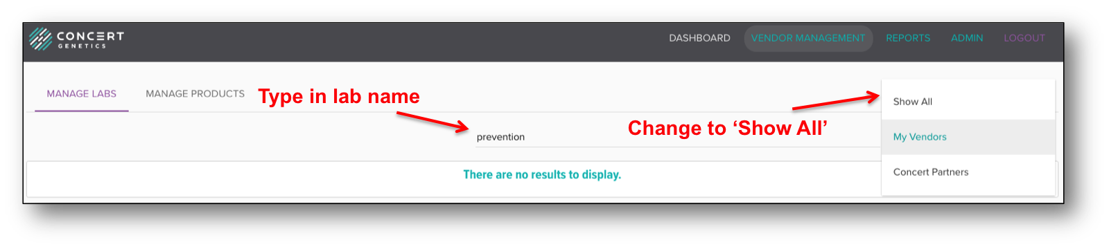 Adding Preferred/Restricted Labs · Concert Genetics User Guide